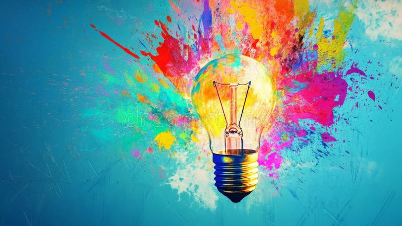 A Colorful Light Bulb Bursts, Symbolizing Creativity and Fresh Ideas in ...
