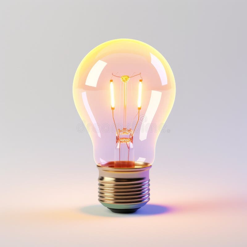 Colorful Light Bulb 3d Rendering with Subtle Lighting Contrasts Stock ...