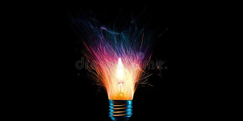 Colorful Light Bulb Explosion Abstract Energy Innovation Creativity ...