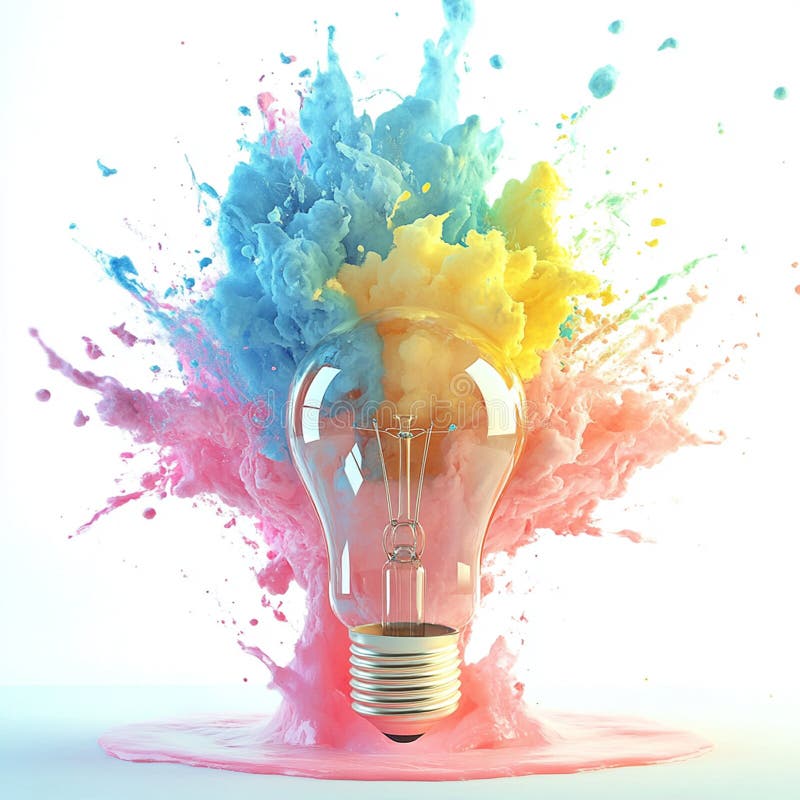 A Colorful Light Bulb Explosion in Amazing Background Rendering Stock ...