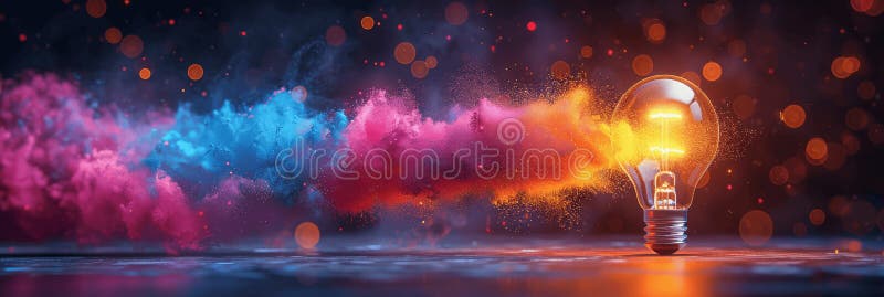 Colorful Light Bulb Explosion Symbolizing Creativity and Innovation ...