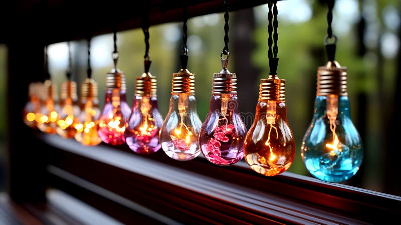 Colorful Light Bulb Garland Stock Illustration - Illustration of event ...