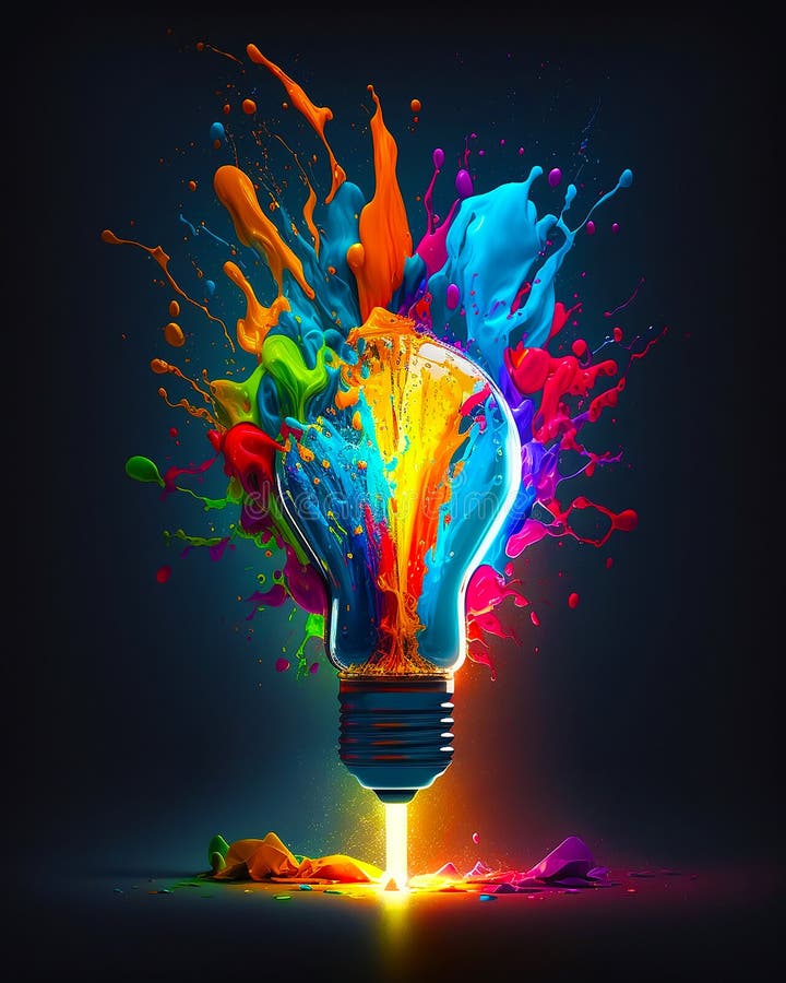 Colorful Light Bulb Glowing, Mind Idea Creativity Abstract Art, Ai ... Colorful Light Bulb Glowing, Mind Idea Creativity Abstract Art, Ai ...