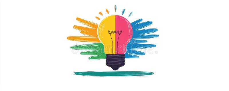 Colorful Light Bulb Illustration with Four Vibrant Stripes Representing ...