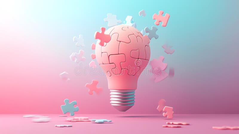 A Colorful Light Bulb Made of Puzzle Pieces, Symbolizing Creativity and ...