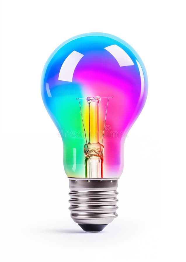 Colorful Light Bulb with Rainbow Spectrum Isolated on White Stock ...