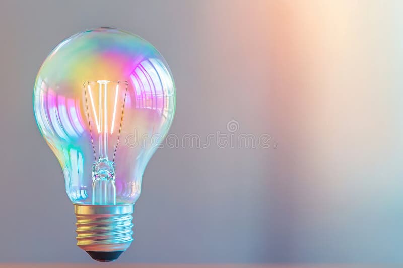 Colorful Light Bulb with Reflection on Soft Background for Creative ...