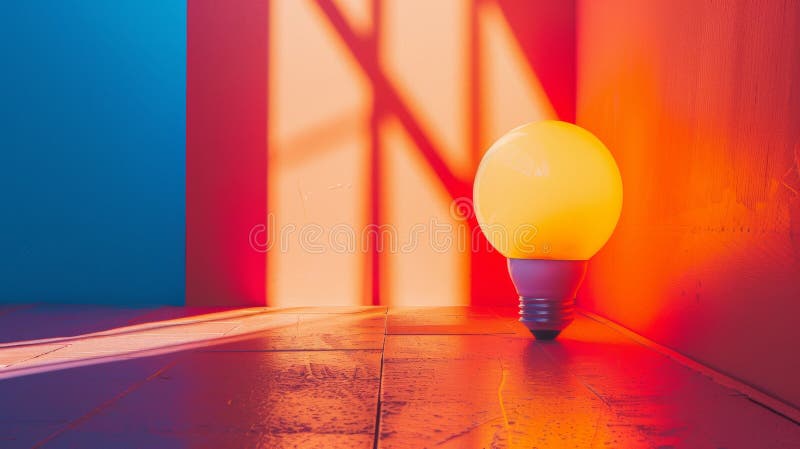 Colorful Light Bulb with Shadow Play on Vibrant Background Stock Photo ...
