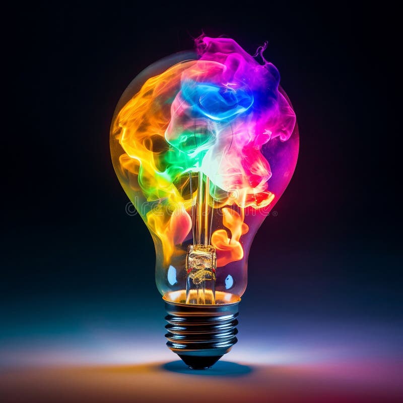 A Colorful Light Bulb with Smoke Inside of it Stock Photo - Image of ...