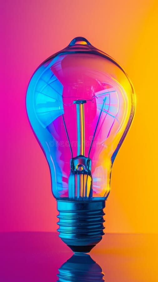 Colorful Light Bulb on Table, Bright, Eye-catching, and Playful ...