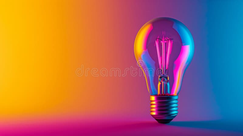 Colorful Light Bulb on Table, Vibrant, Luminous Home Decor Lighting ...