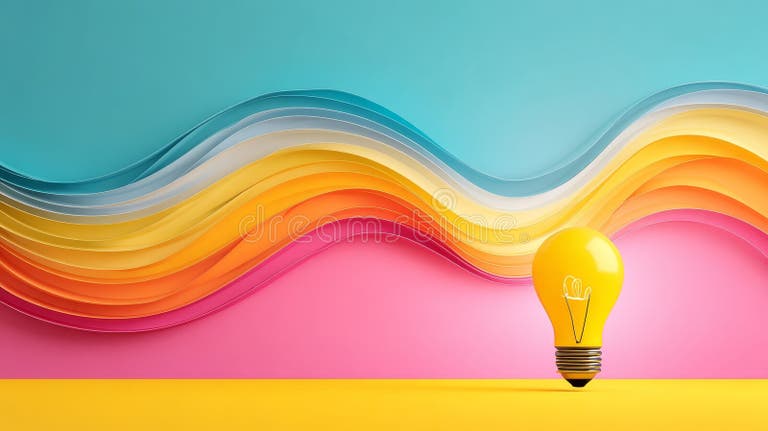 Colorful Light Bulb with Vibrant Wave Patterns, Illuminating Innovation ...
