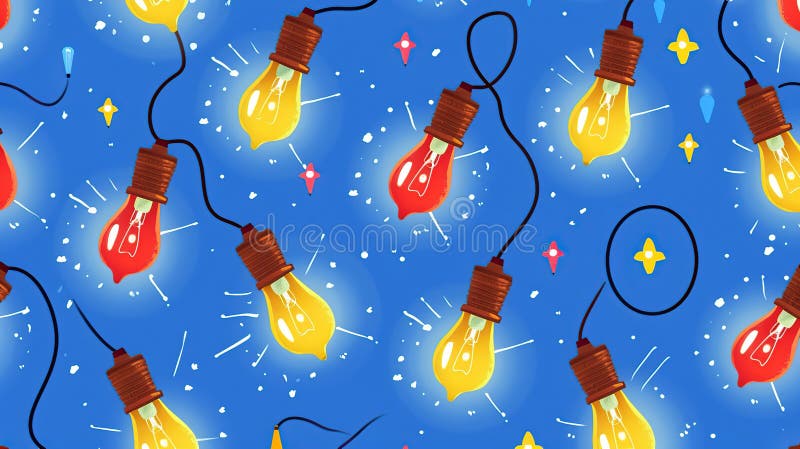Colorful Light Bulbs on a Blue Background Stock Illustration ...