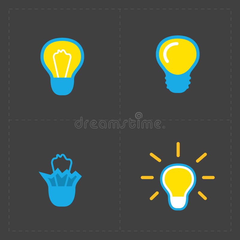 Colorful Light Bulbs. Bulb Icon Set Stock Vector - Illustration of ...