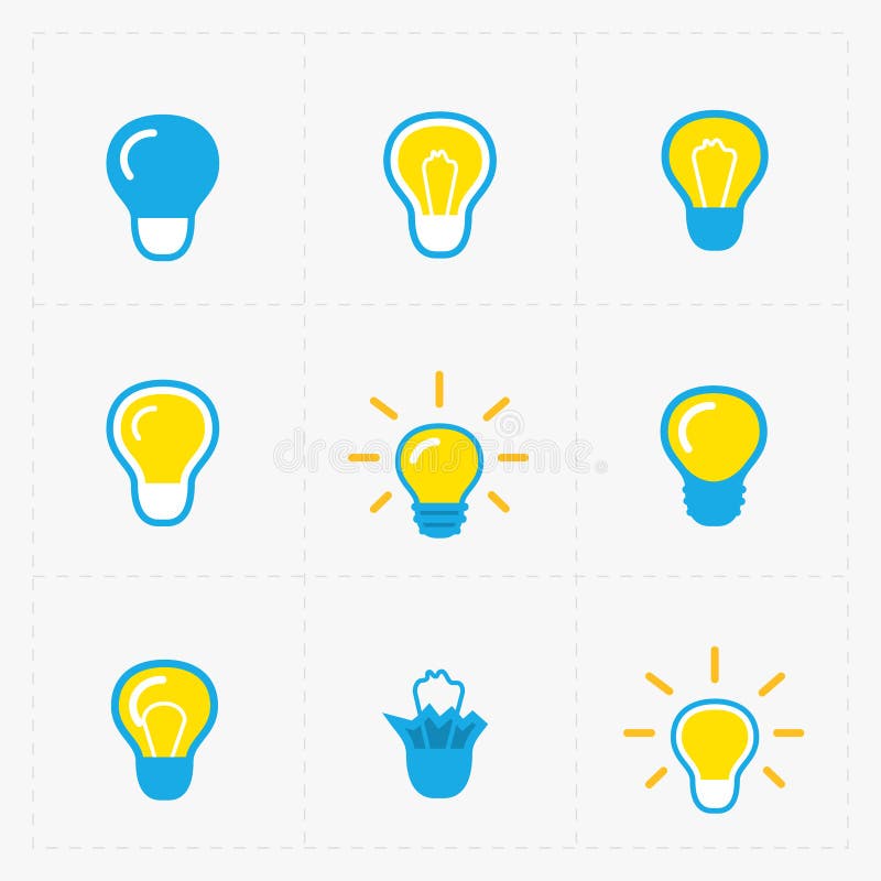 Colorful Light Bulbs. Bulb Icon Set Stock Vector - Illustration of ...