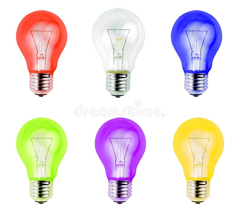 Colorful Light Bulbs Isolated on White Background Stock Photo - Image ...