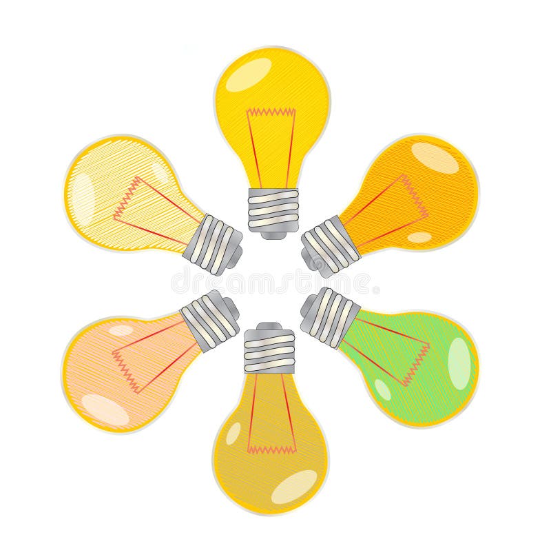 Colorful light bulbs stock vector. Illustration of invention - 31814763