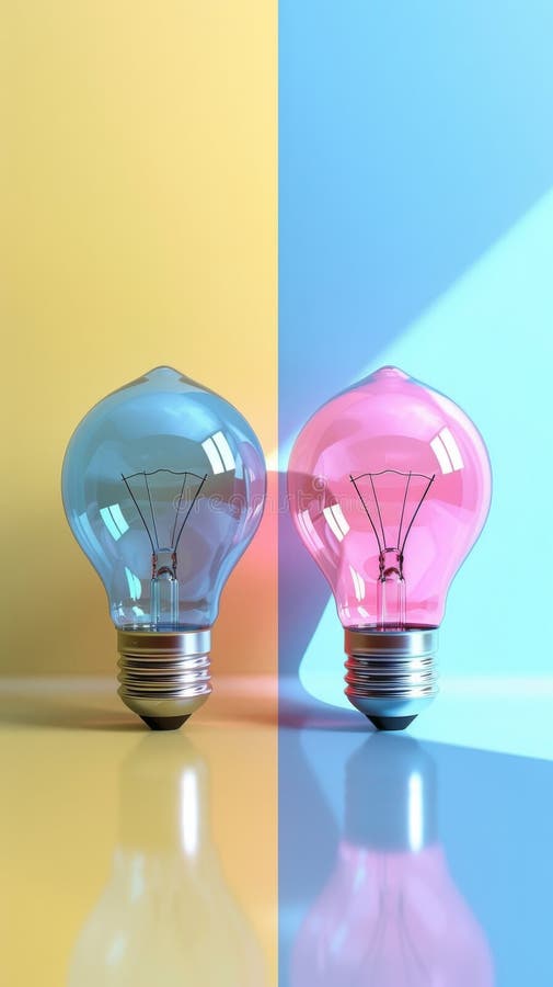 Colorful Light Bulbs on Split Background, Still Life Concept Stock ...