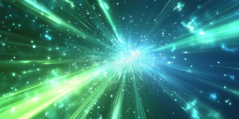 Colorful Light Burst with Particles and Rays in Blue and Green Tones ...