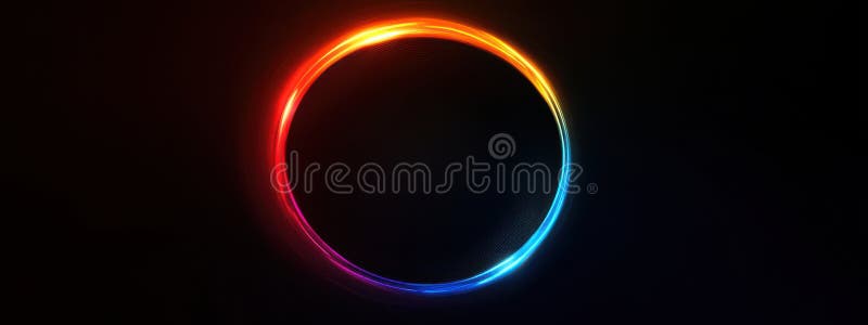 Colorful Light Circle with Vibrant Glowing Edges Against a Dark ...