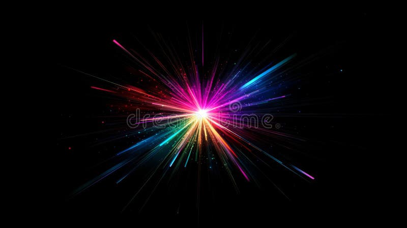 Colorful Light Explosion on Black Background Stock Illustration ...