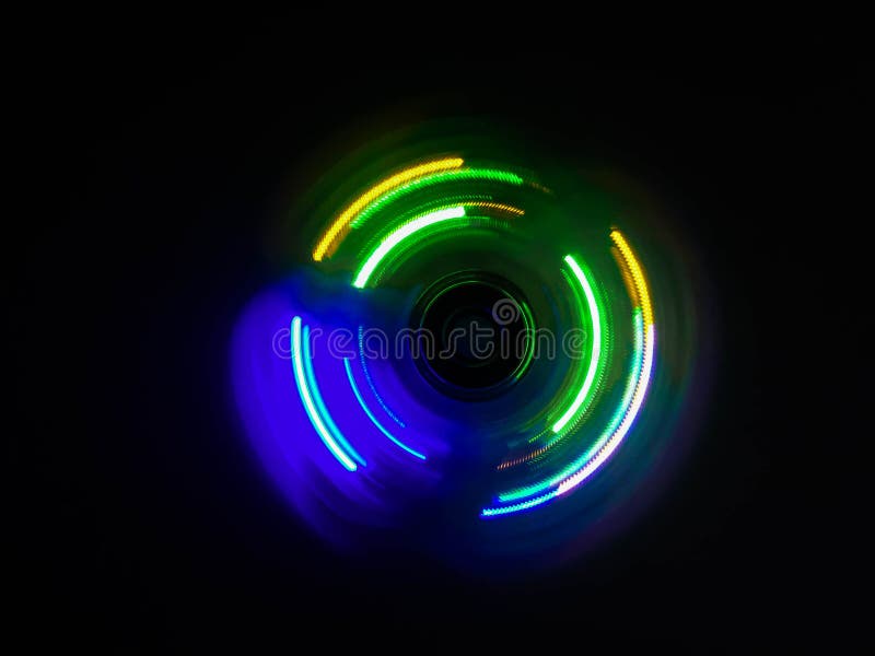 Colorful Light Neon Circle in Dark Black Background Stock Photo - Image ...
