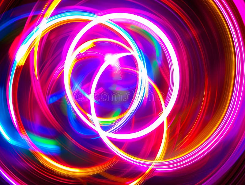 A Colorful Light Painting of a Circle of Light Trails Stock Photo ...