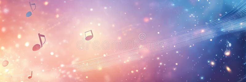 Background of Colorful Light Patterns and Musical Notes Creating a ...