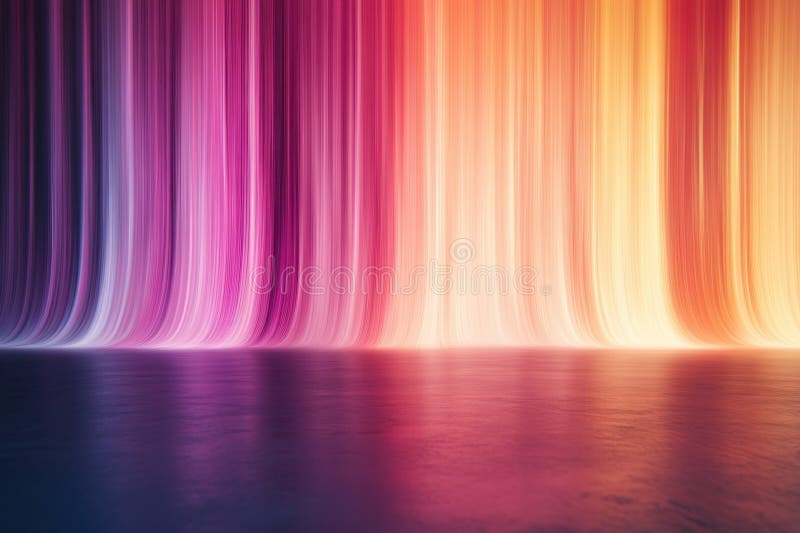 Colorful Light Patterns Cascade Gracefully Over a Reflective Surface in ...