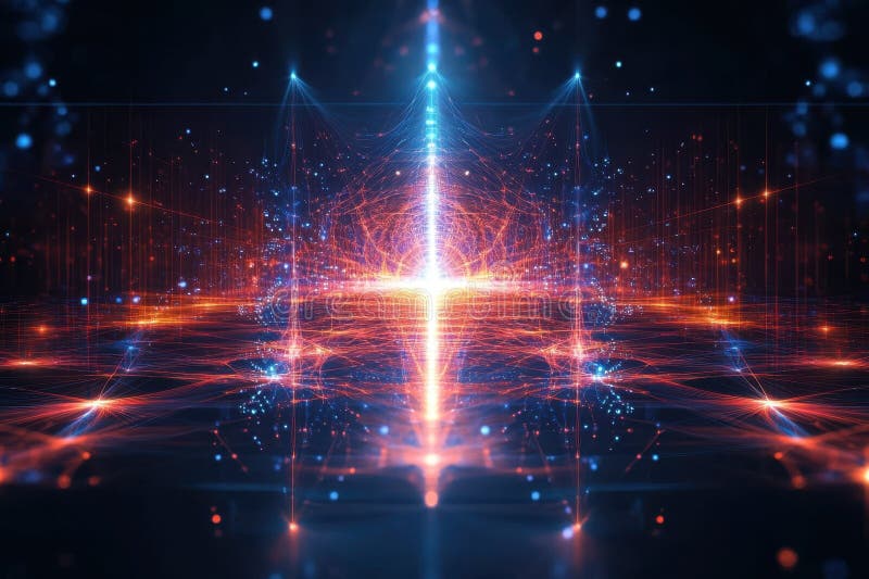 Vibrant Energy Patterns Radiate in a Digital Landscape during a Cosmic ...