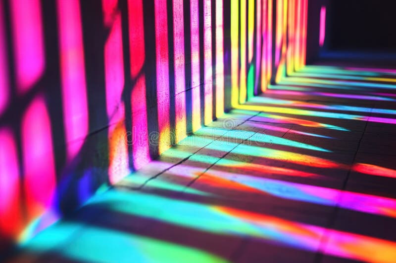 Colorful Light Patterns Create Vibrant Reflections on the Floor in a ...