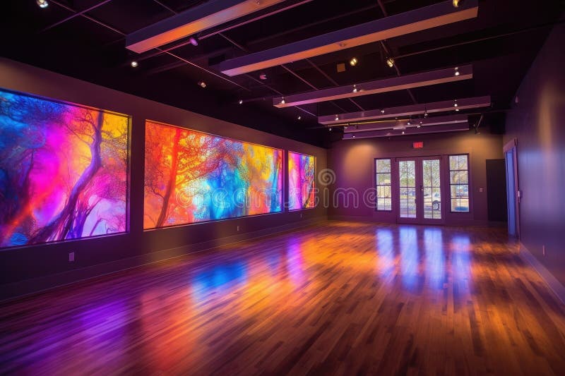 Colorful Light Projection on a Gallery Wall Stock Illustration ...