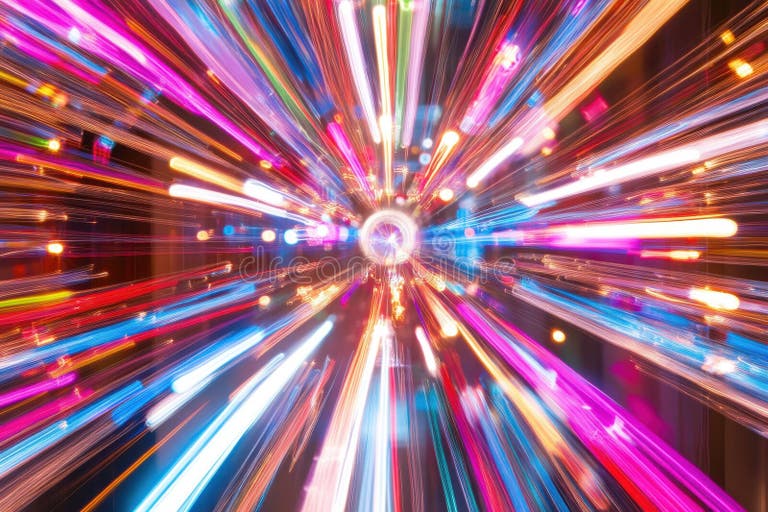 Colorful Light Rays Emanating from Center on White Background Stock ...