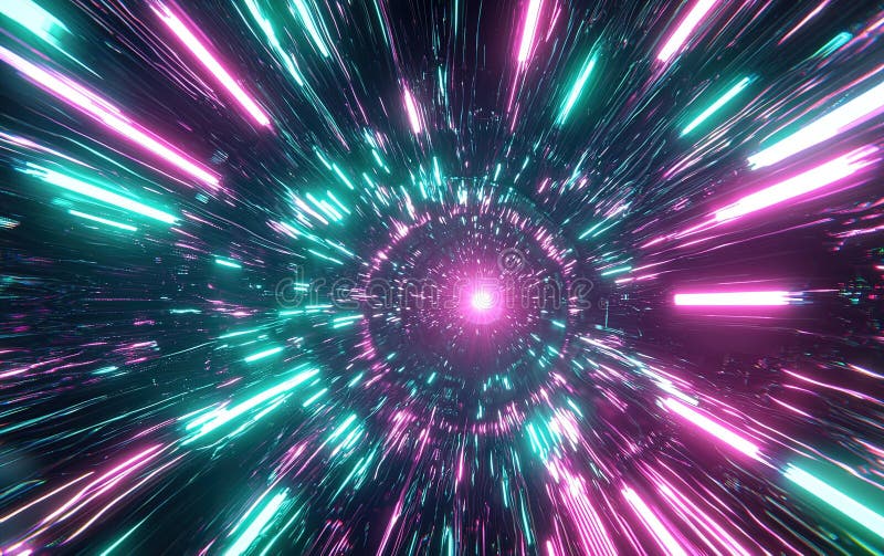 Colorful Light Rays Emanating from a Central Point in a Vibrant Cosmic ...