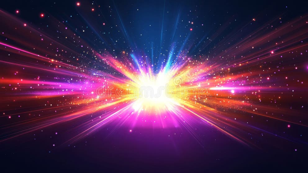 Colorful Light Rays Exploding from Central Point Stock Illustration ...
