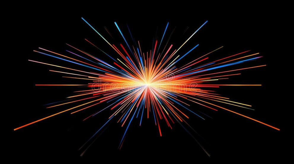 Colorful Light Rays Exploding from Central Point Stock Illustration ...