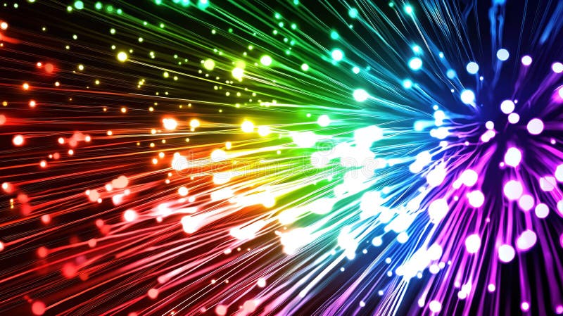 Colorful Light Rays Radiate from a Central Point in a Vibrant Display ...