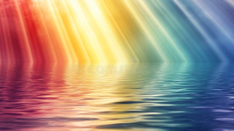 Colorful Light Rays Reflecting on Water Surface Stock Illustration ...