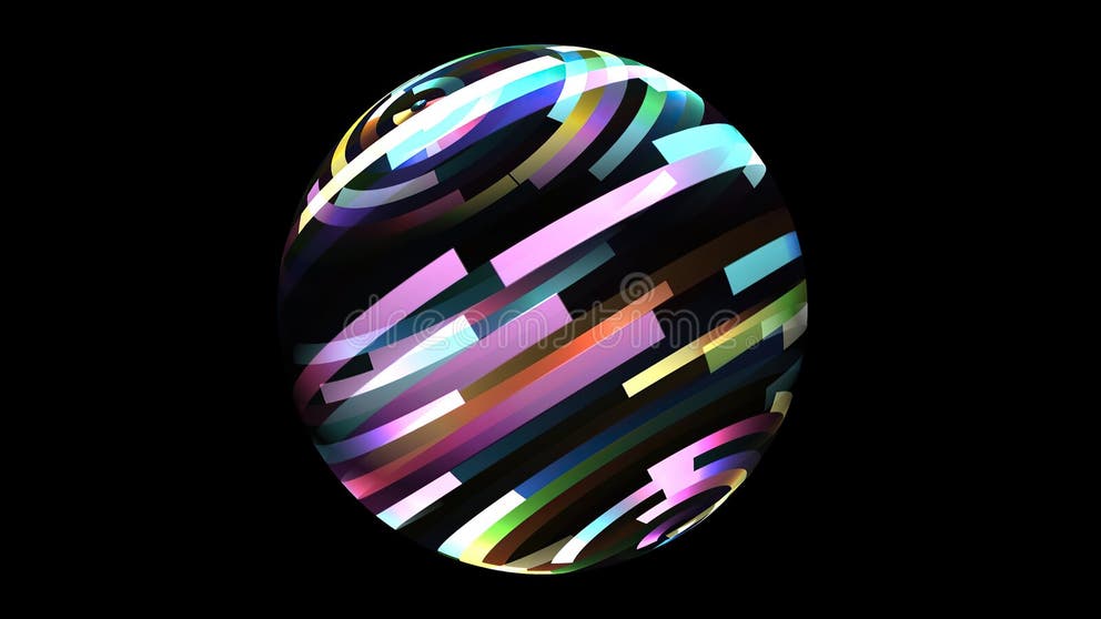 Colorful Light Rays on Rotating Sphere Stock Illustration ...