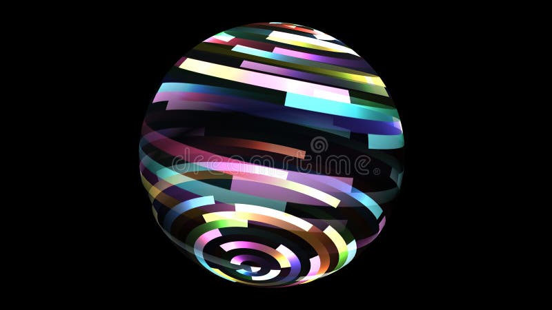 Colorful Light Rays on Rotating Sphere Stock Illustration ...