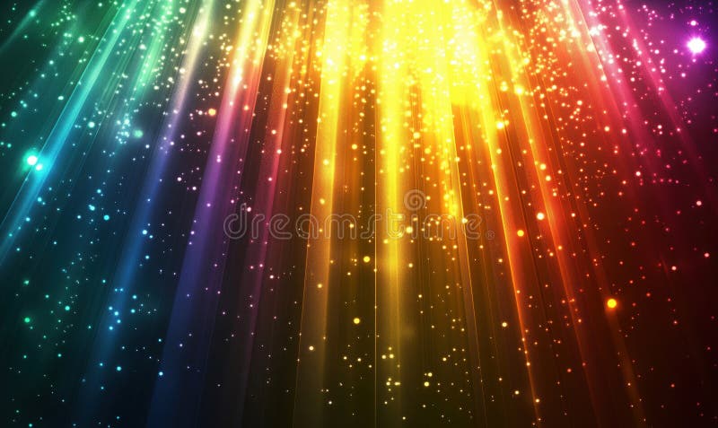 Colorful Light Rays with Sparkling Particles Creating a Vibrant ...