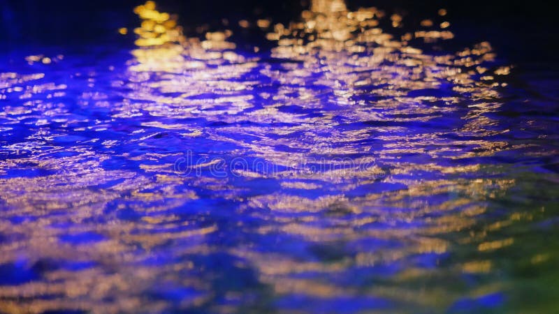 Colorful Light Reflect on the Water at Night Time Stock Photo - Image ...