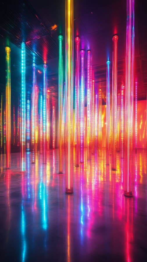 Vibrant Illuminated Columns Create a Mesmerizing Display in an Art ...