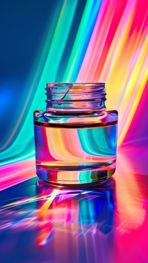 Colorful Light Reflections on a Glass Jar Stock Photo - Image of ...