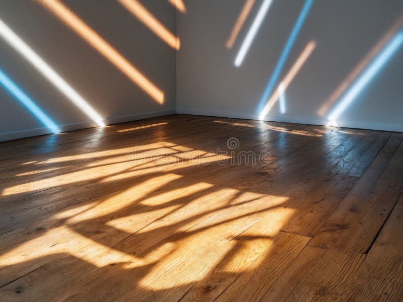 Colorful Light Reflections on Wooden Floor. Stock Image - Image of ...