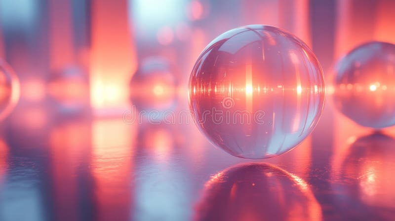 Abstract Digital Rendering of Shimmering Glass Spheres Reflecting ...