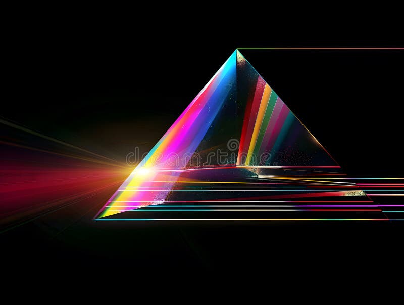 Colorful Light Refracting through Prism on Black Background Stock Photo ...