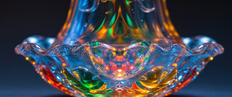 Colorful Light Refraction in Glass on Dark Background. Stock Photo ...