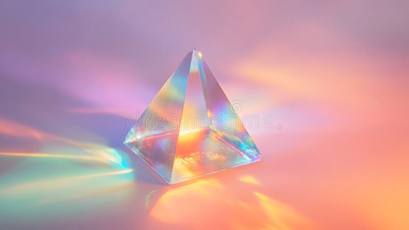 Colorful Light Refraction Glass Pyramid Prism Pastel Background Stock ...