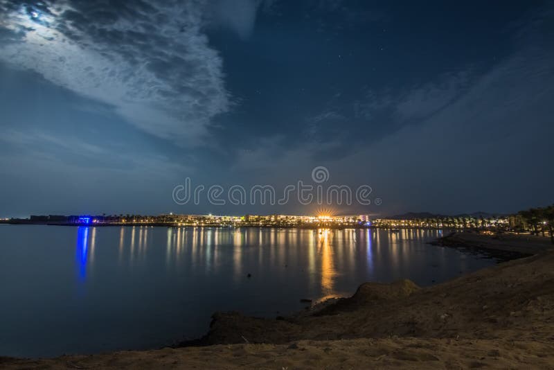 Colorful Light in the Sea from a Resort in Egypt Stock Photo - Image of ...